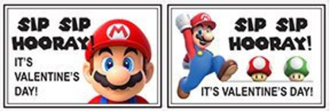 Sip Sip Hooray Super Mario Valentine's Straw Tags Printable - Etsy