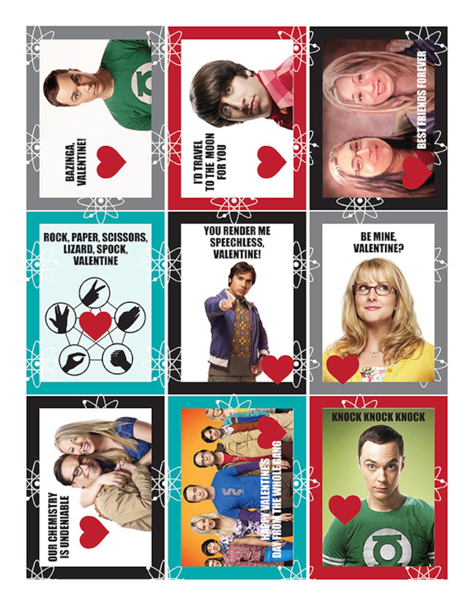 Big Bang Theory Valentines Day Cards Download and Print - Etsy