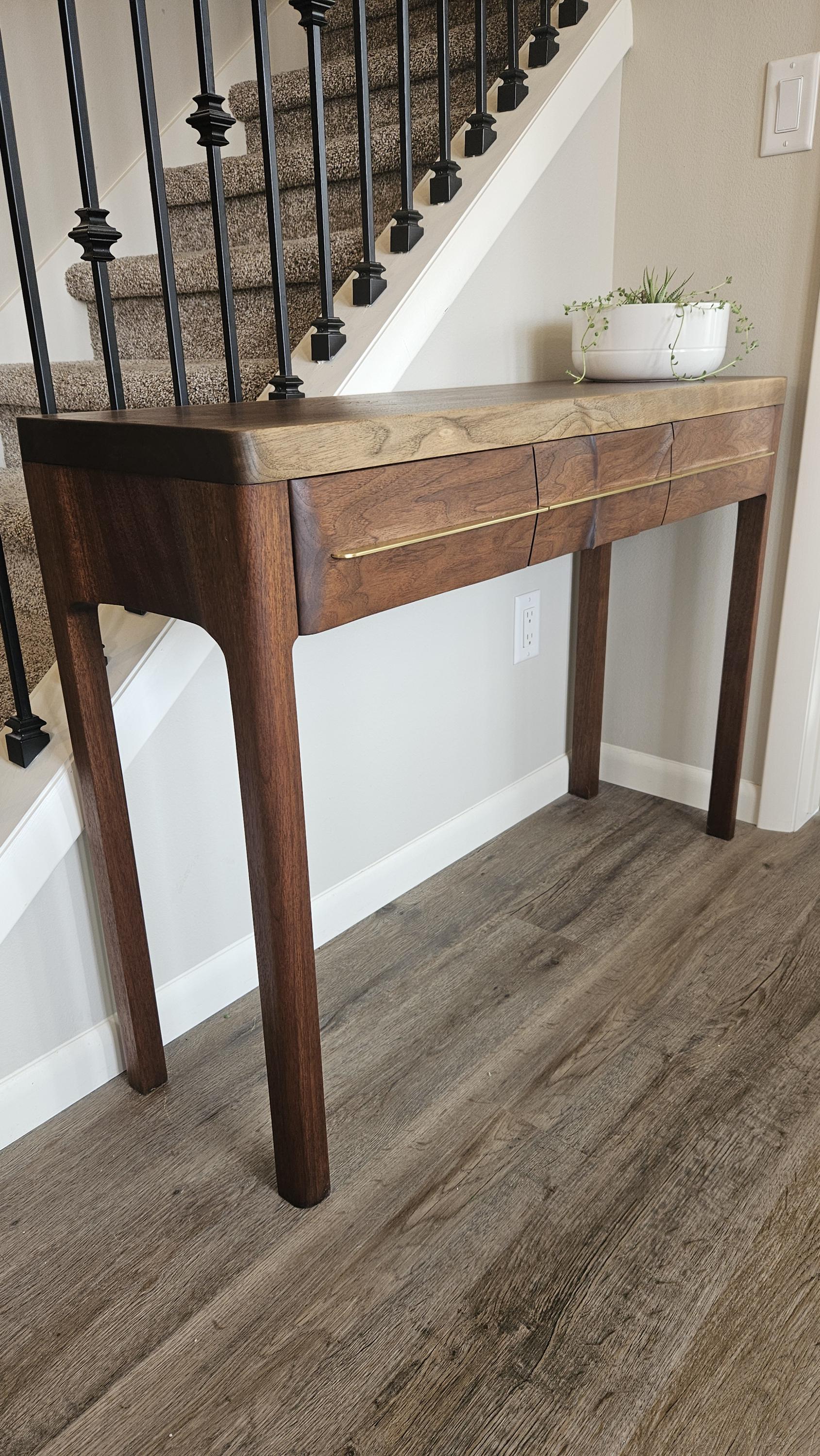 Walnut Front Entry Table - Sculpted - Etsy
