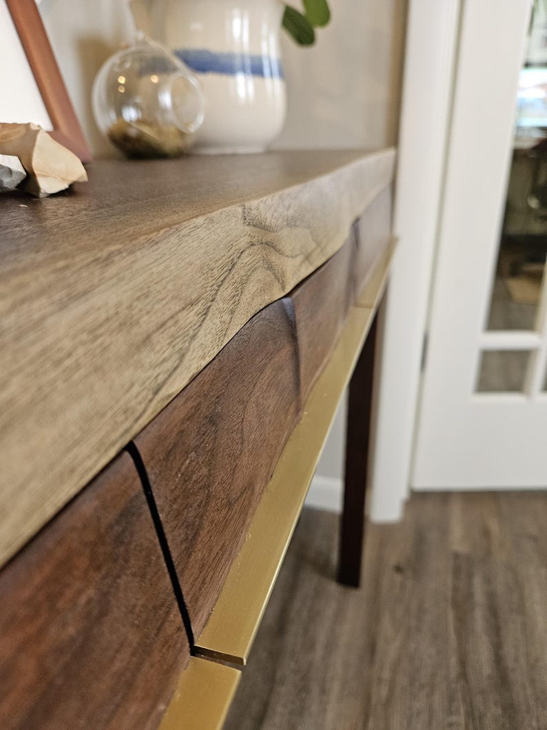 Walnut Front Entry Table - Sculpted - Etsy