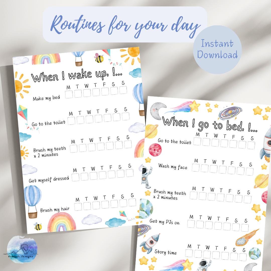 Morning & Bedtime Routine for Kids Primary School Routine Checklist ...