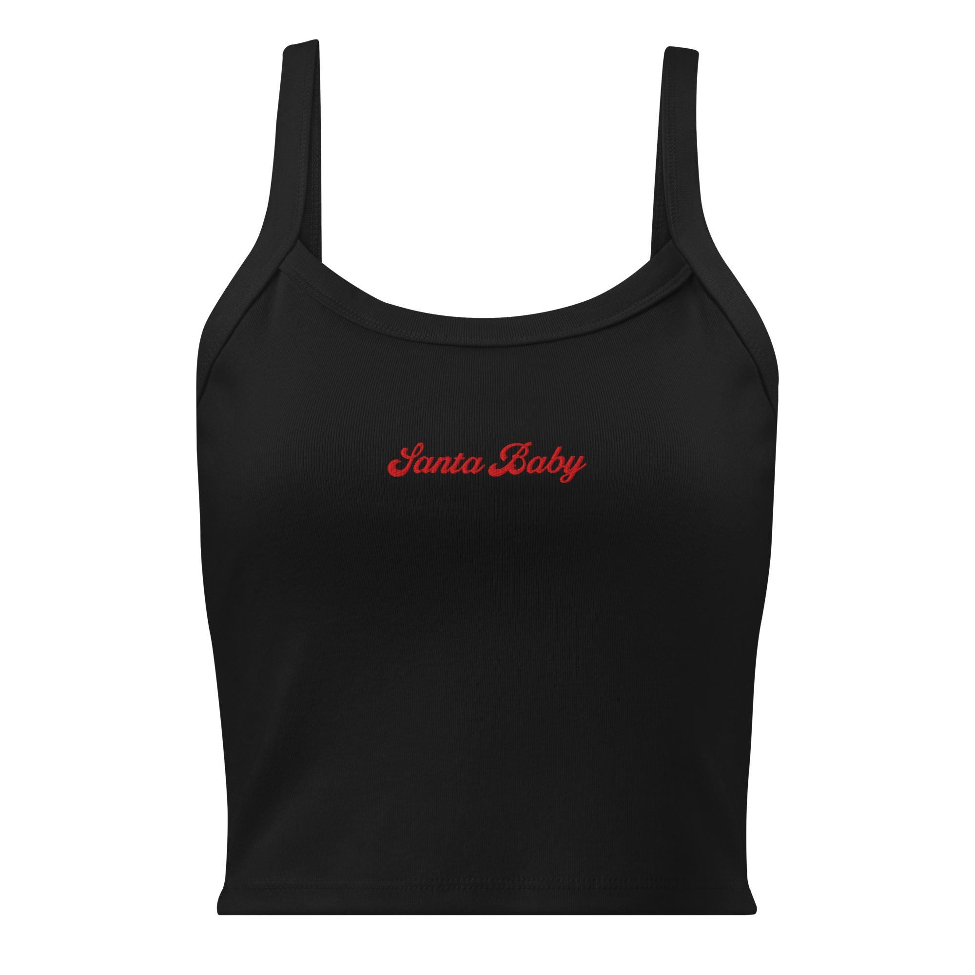 Christmas Embroidered Crop Tank Top: Y2K Santa Baby Tee - Etsy
