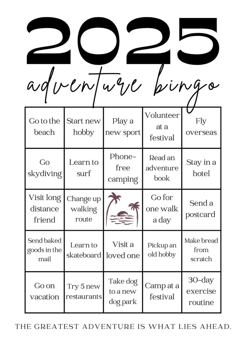 Adventure Travel Bingo Card 2025 With Stickers/spot Markers; Edit ...