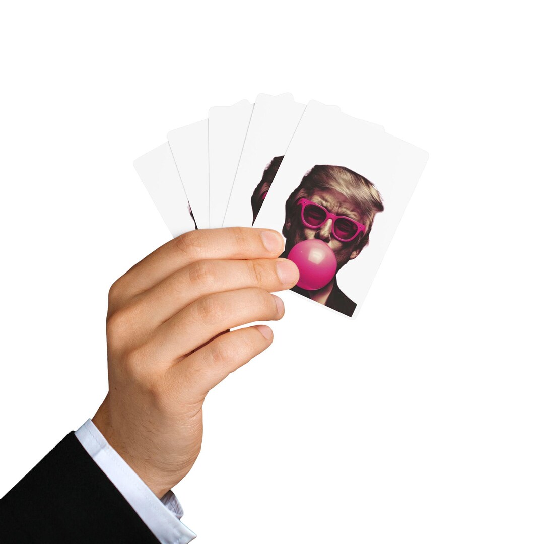 Trump MAGA Bubble Gum Republican Cute Pink and White Poker Playing ...