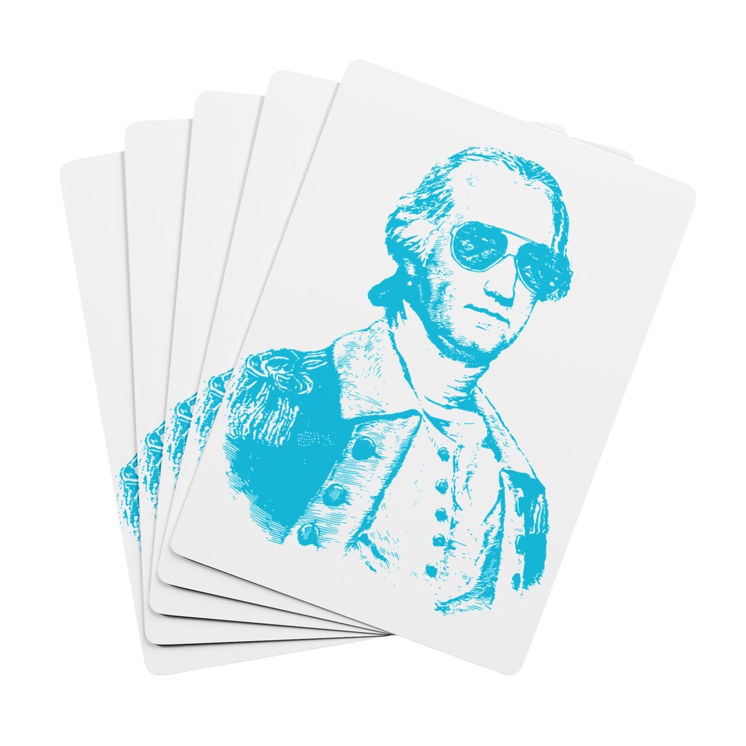 George Washington Patriotic Cute Blue Turqoise Republican Poker Playing ...