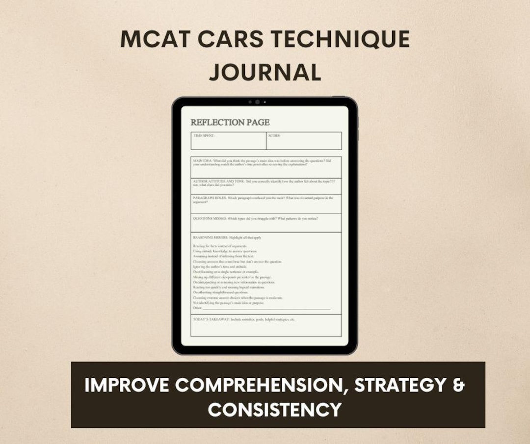 MCAT CARS Reflection Journal: AAMC Practice & Habit Tracker - Etsy