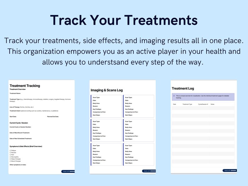 Cancer Care Tracker, Treatment & Symptom Log (digital PDF) - Etsy Canada