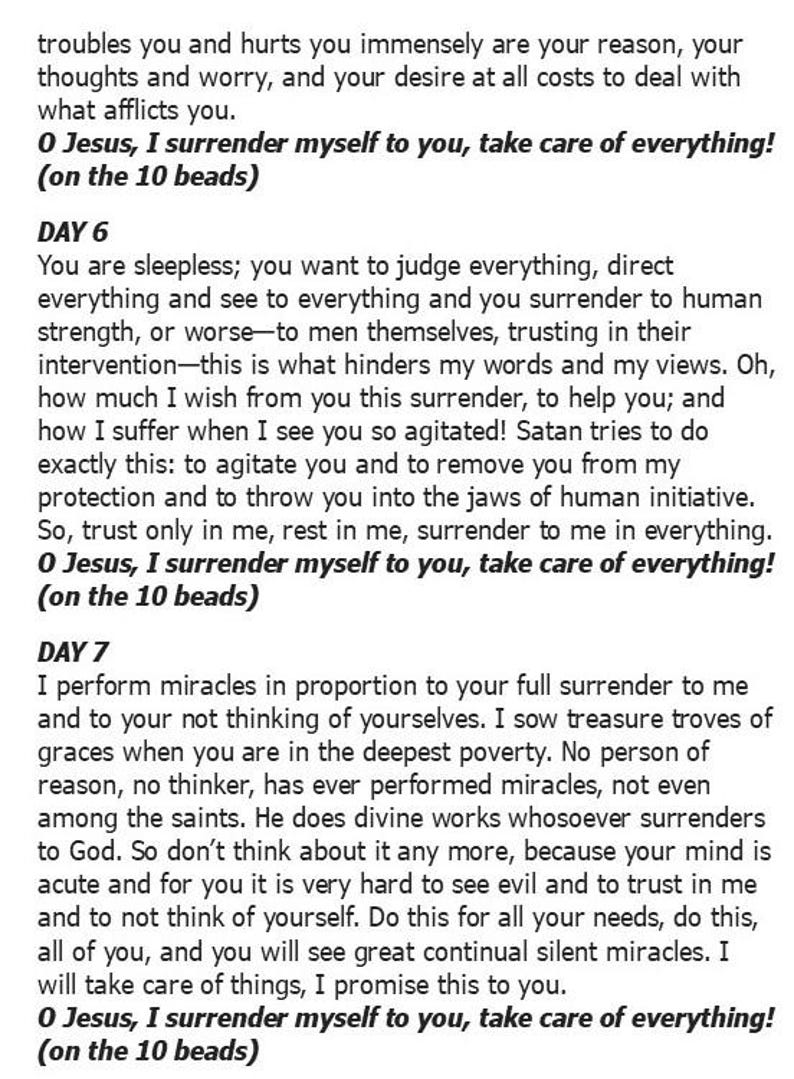 Surrender Novena Chaplet Prayer Card. Laminated and Printed on 64 Lb ...