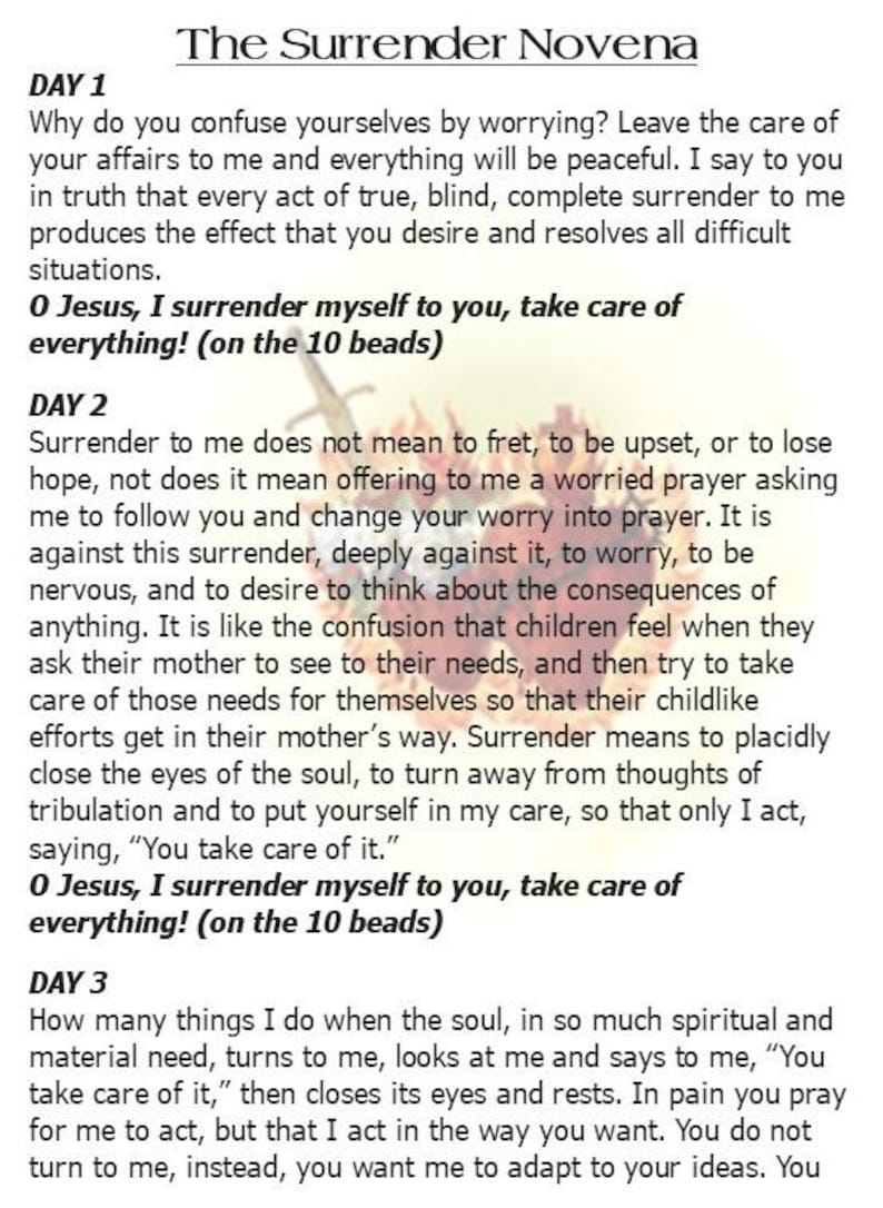 Surrender Novena Chaplet and Prayer Card - Etsy
