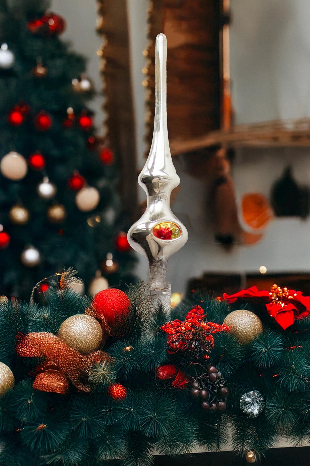 Retro Christmas Tree Topper Vintage Christmas Silver Topper - Etsy
