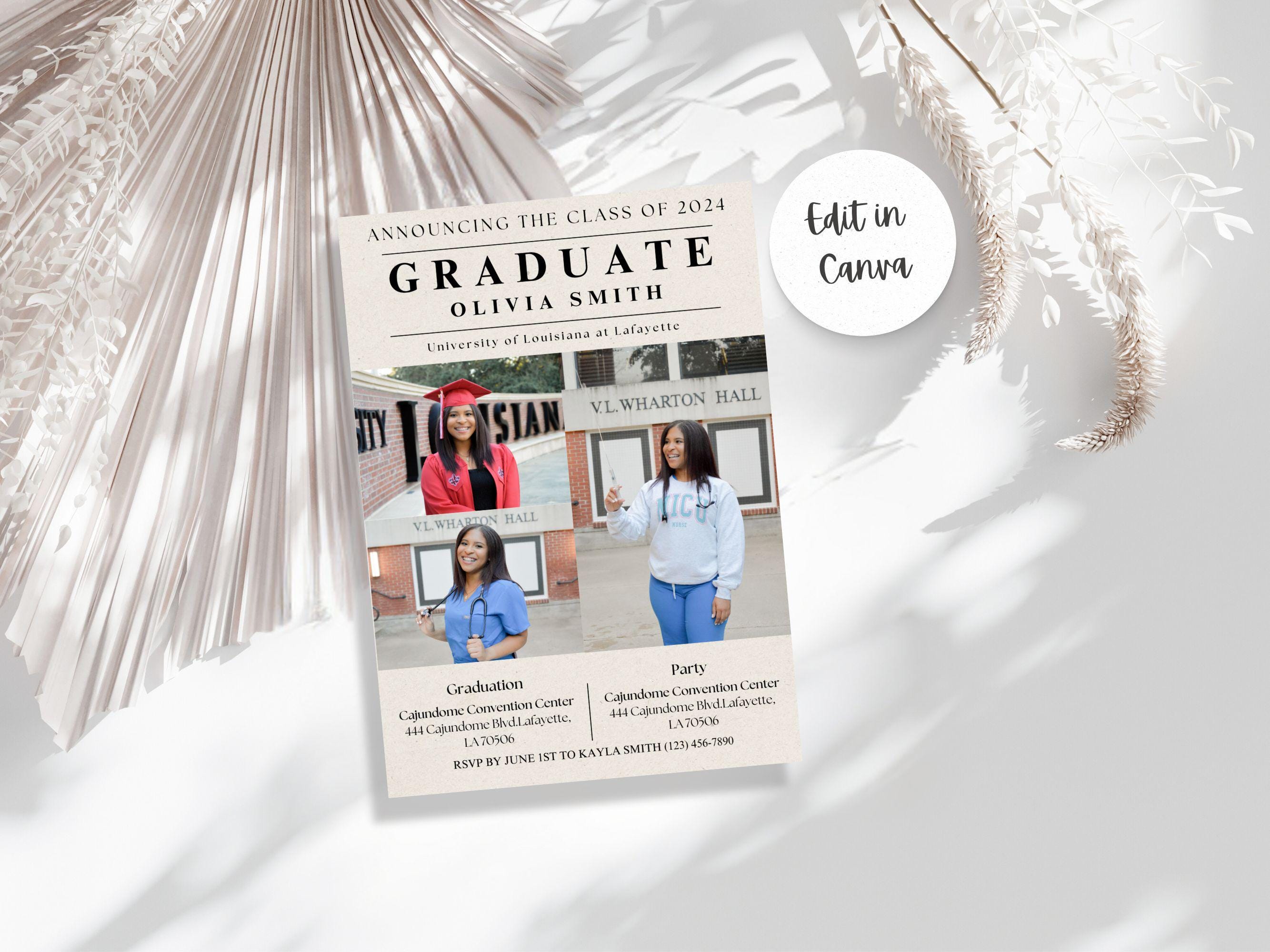 Editable Graduation Invitation Template, Modern Graduation Announcement ...