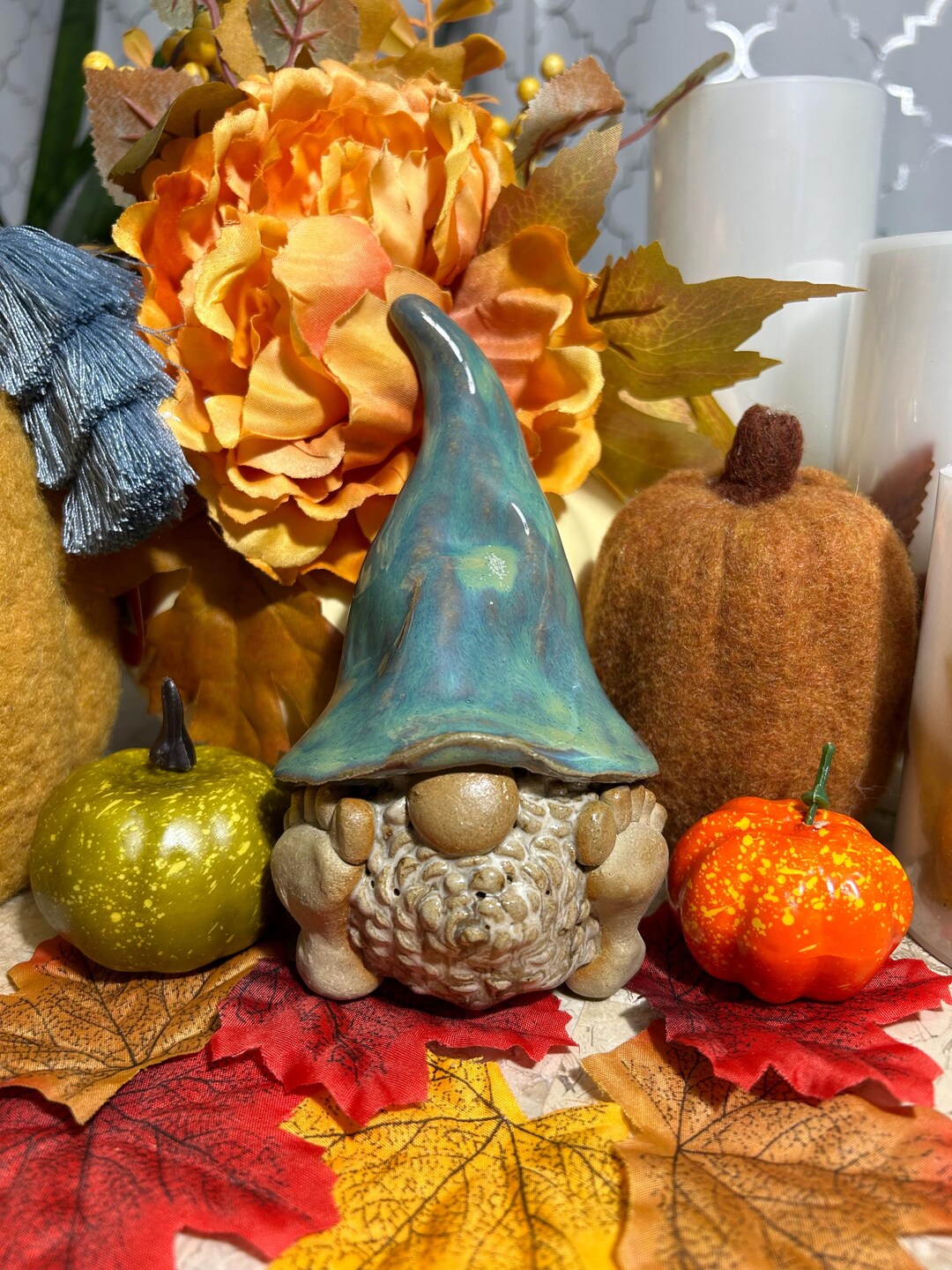 Handmade Ceramic Gnome With Bare Feet and a Blue Hat - Etsy