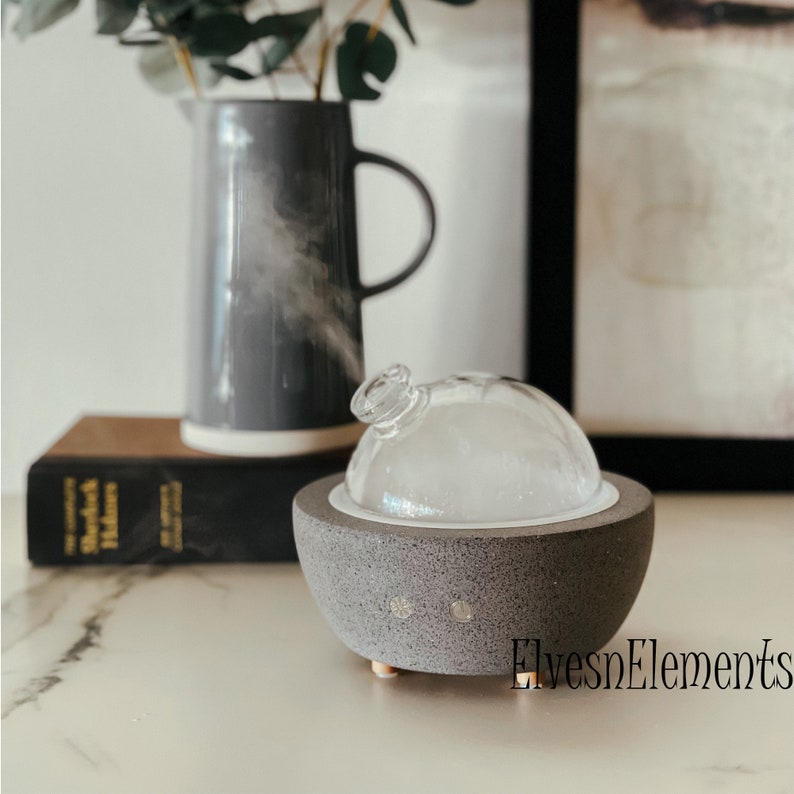 Black Ash Luna Glass Dome & Speckled Concrete Diffuser Essential Oil ...