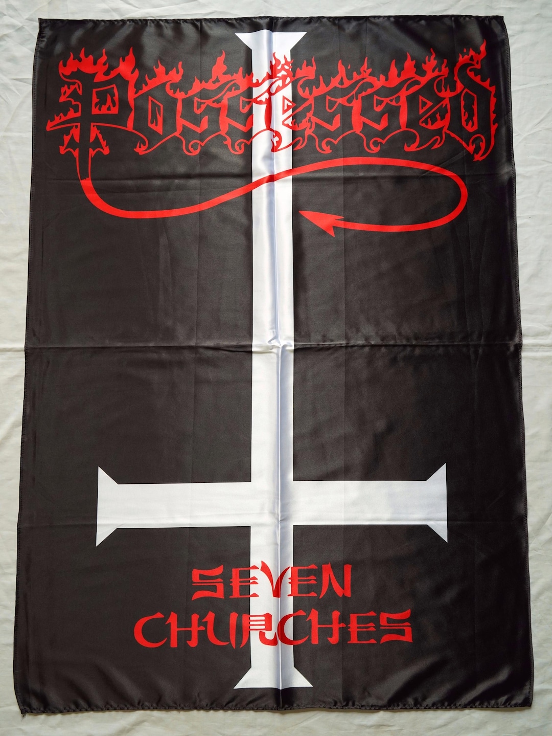 POSSESSED Seven Churches Flag cloth Poster Banner Tapestry Death Metal ...