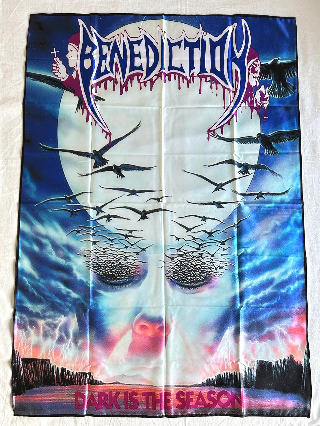 BENEDICTION Dark is the Season Flag cloth Poster Banner Tapestry Death ...