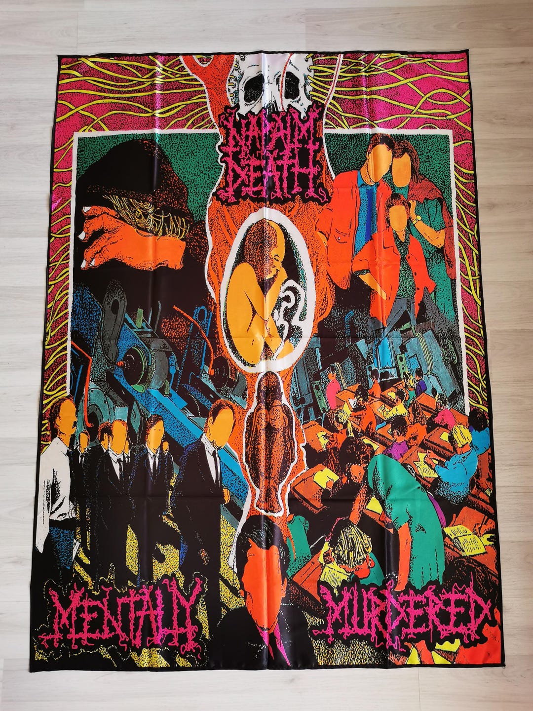 NAPALM DEATH Mentally Murdered Flag cloth Poster Banner Tapestry Death ...