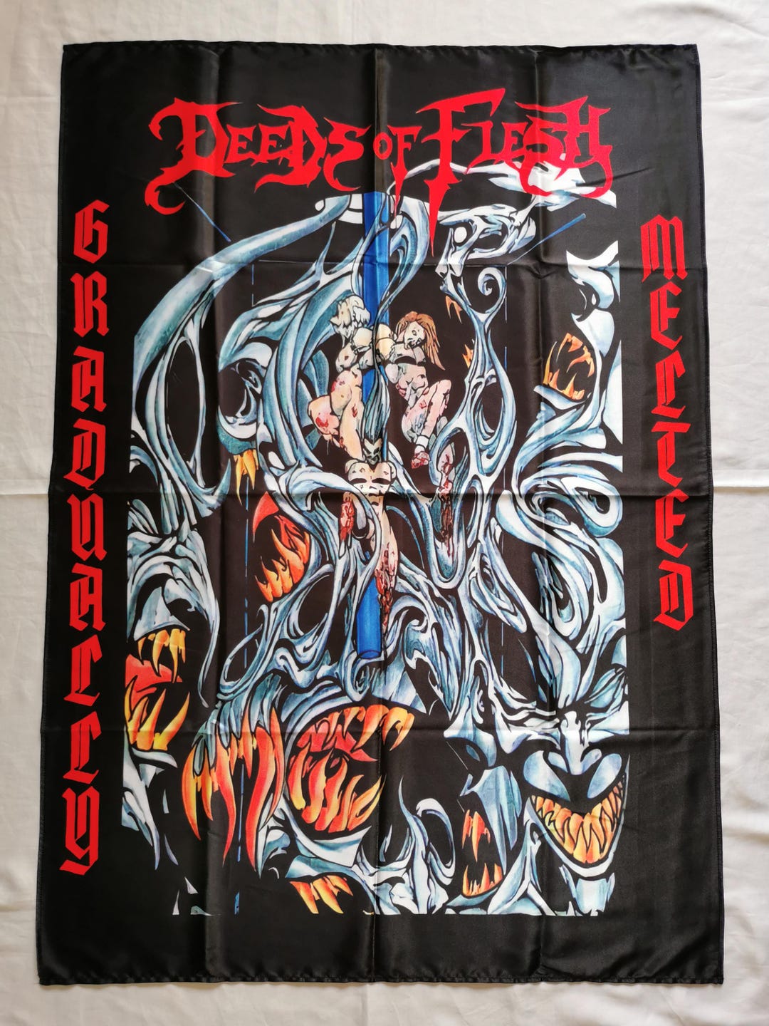 DEEDS OF FLESH Gradually Melted Flag cloth Poster Banner Tapestry Death ...