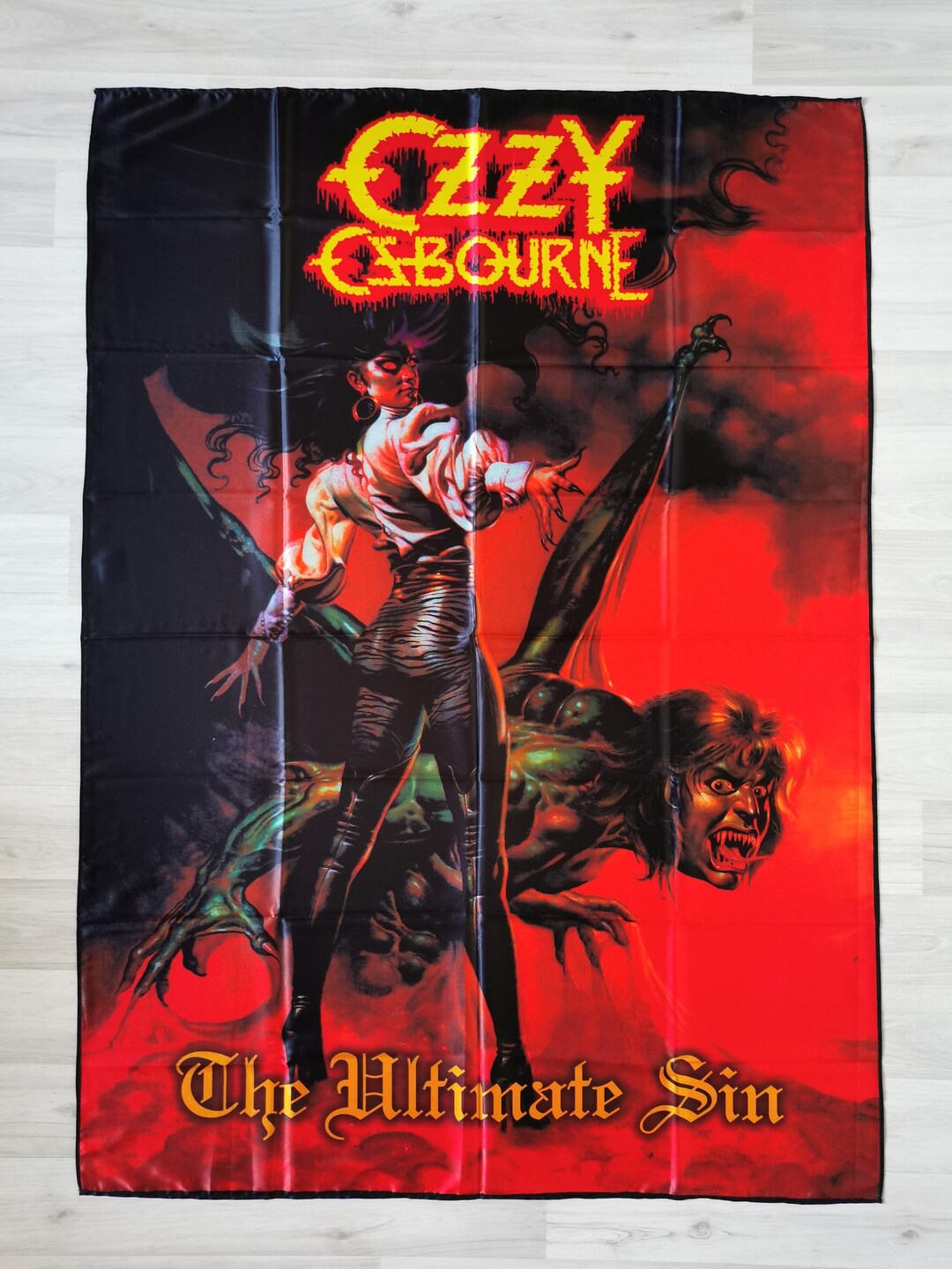 OZZY OSBOURNE the Ultimate Sin Flag cloth Poster Banner Tapestry Heavy ...