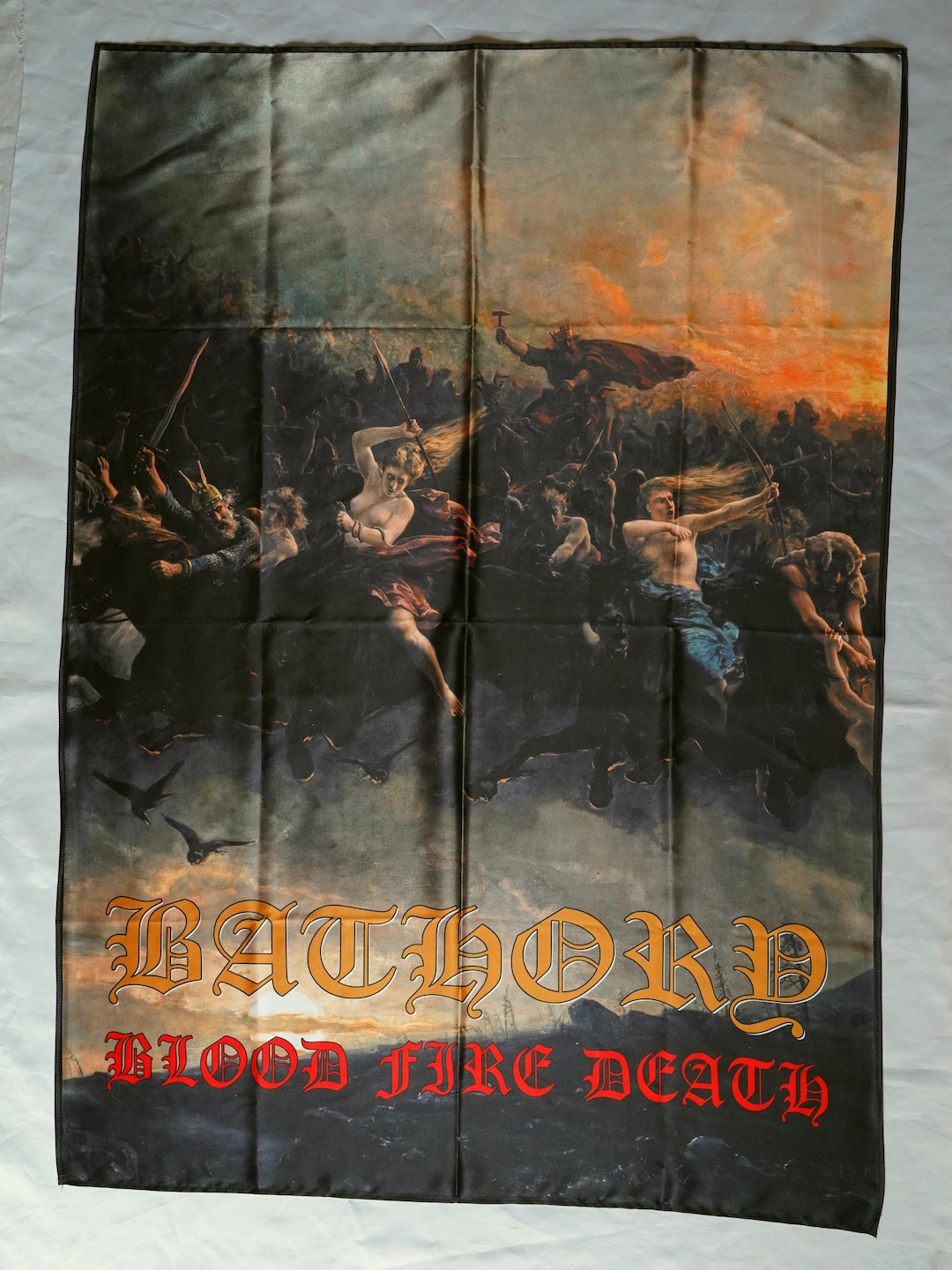 BATHORY Blood Fire Death Flag cloth Poster Banner Tapestry Black Metal ...