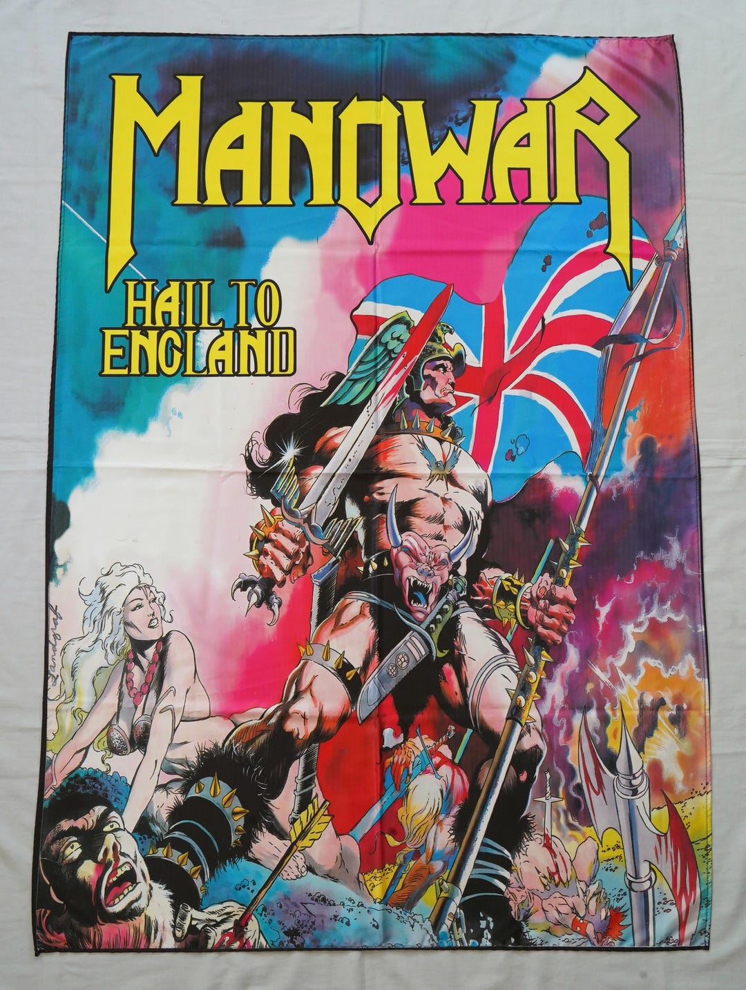 MANOWAR Hail to England Flag cloth Poster Banner Tapestry Heavy Power ...