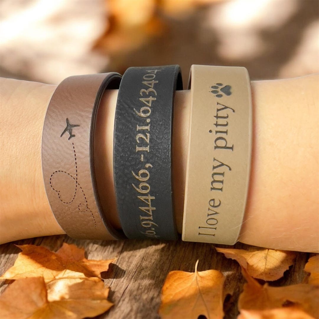 Personalized Leather Bracelet, Custom Word Bracelet for Men Women ...