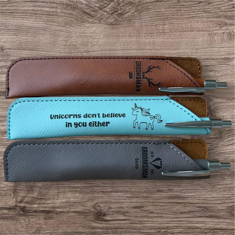 Personalized Leatherette Pen With Sleeve – Custom Engraved Gift - Etsy