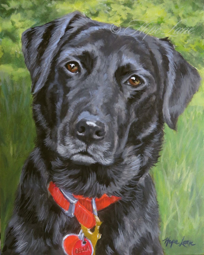 Black Lab, Custom Pet Portrait Painting, Labrador Retriever, Black Dog ...