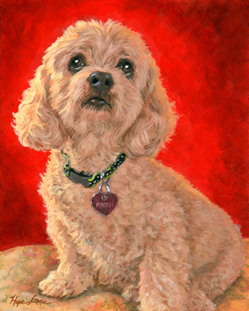 Cockapoo Dog Portrait, Custom Pet Portrait Painting, Original 8x10 Pet ...