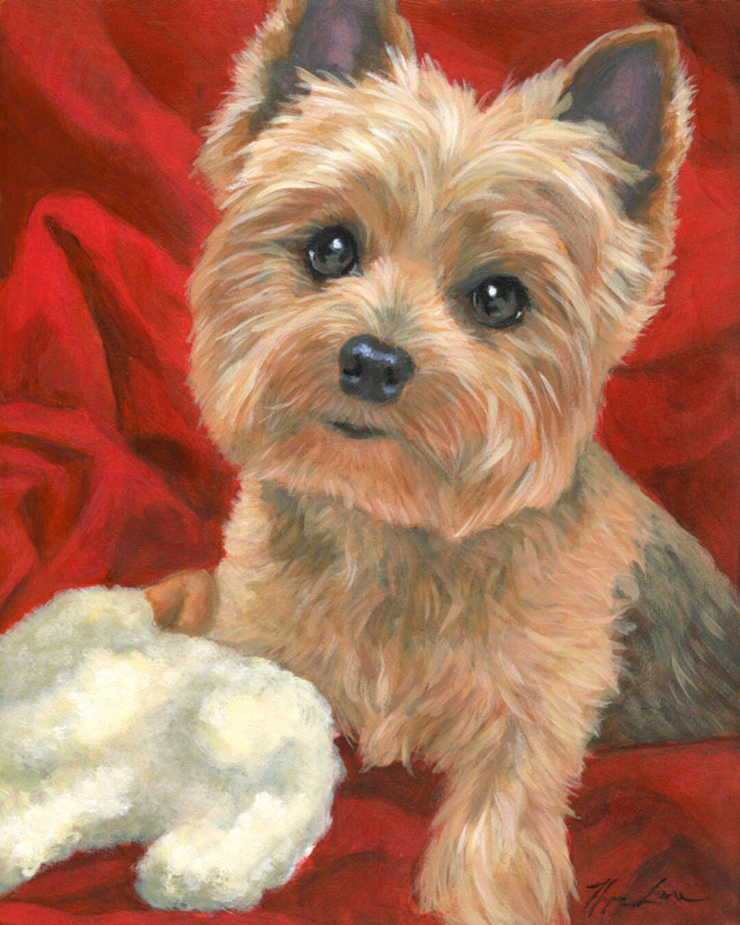 Yorkie Love, Custom Pet Portrait, Yorkshire Terrier Painting, Yorkie ...
