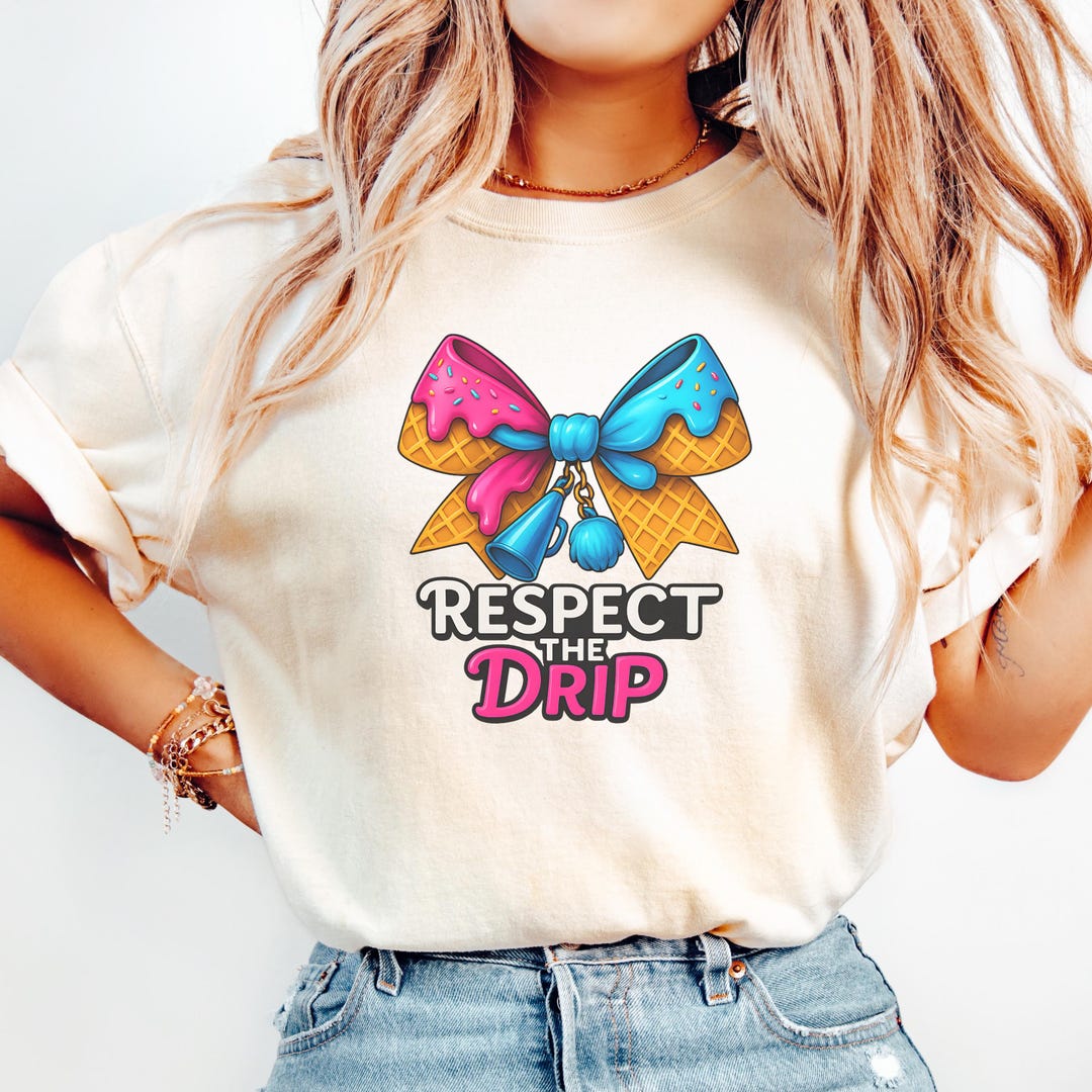 Cheerleader Couquette Bow Respect the Drip Comfort Colors Shirt Ice ...