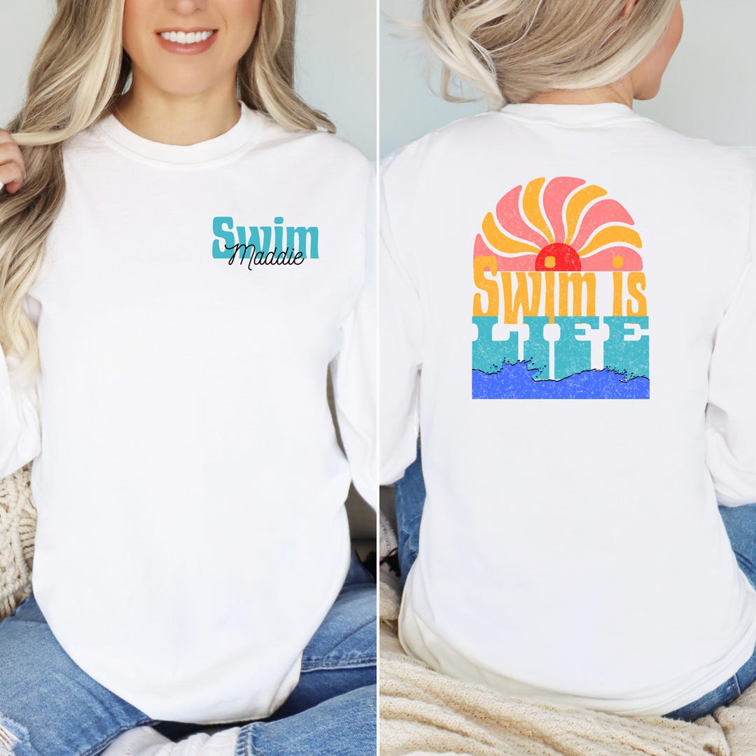 Custom Swim Shirt Personalized Swimming Long Sleeve Tshirt Competitive ...