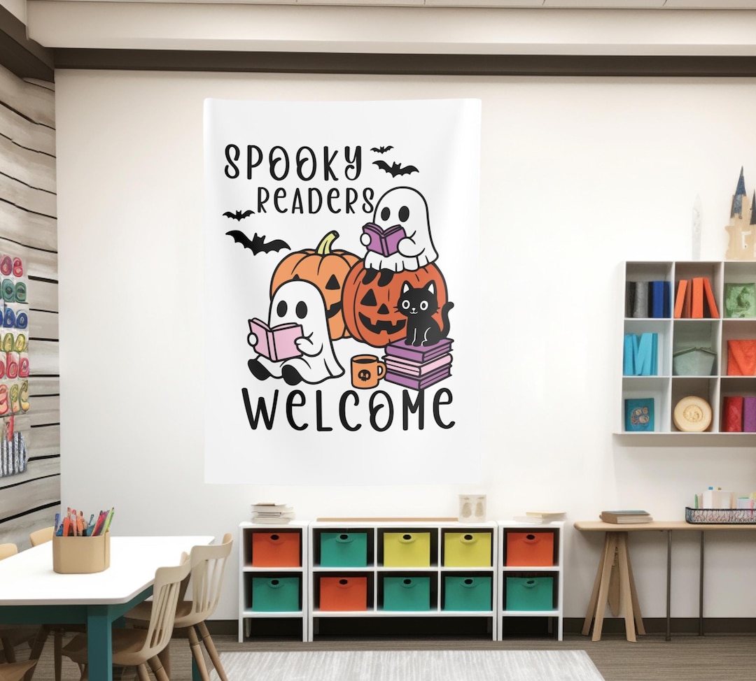Spooky Readers Literacy Halloween Classroom Banner Teacher Ghost Books ...