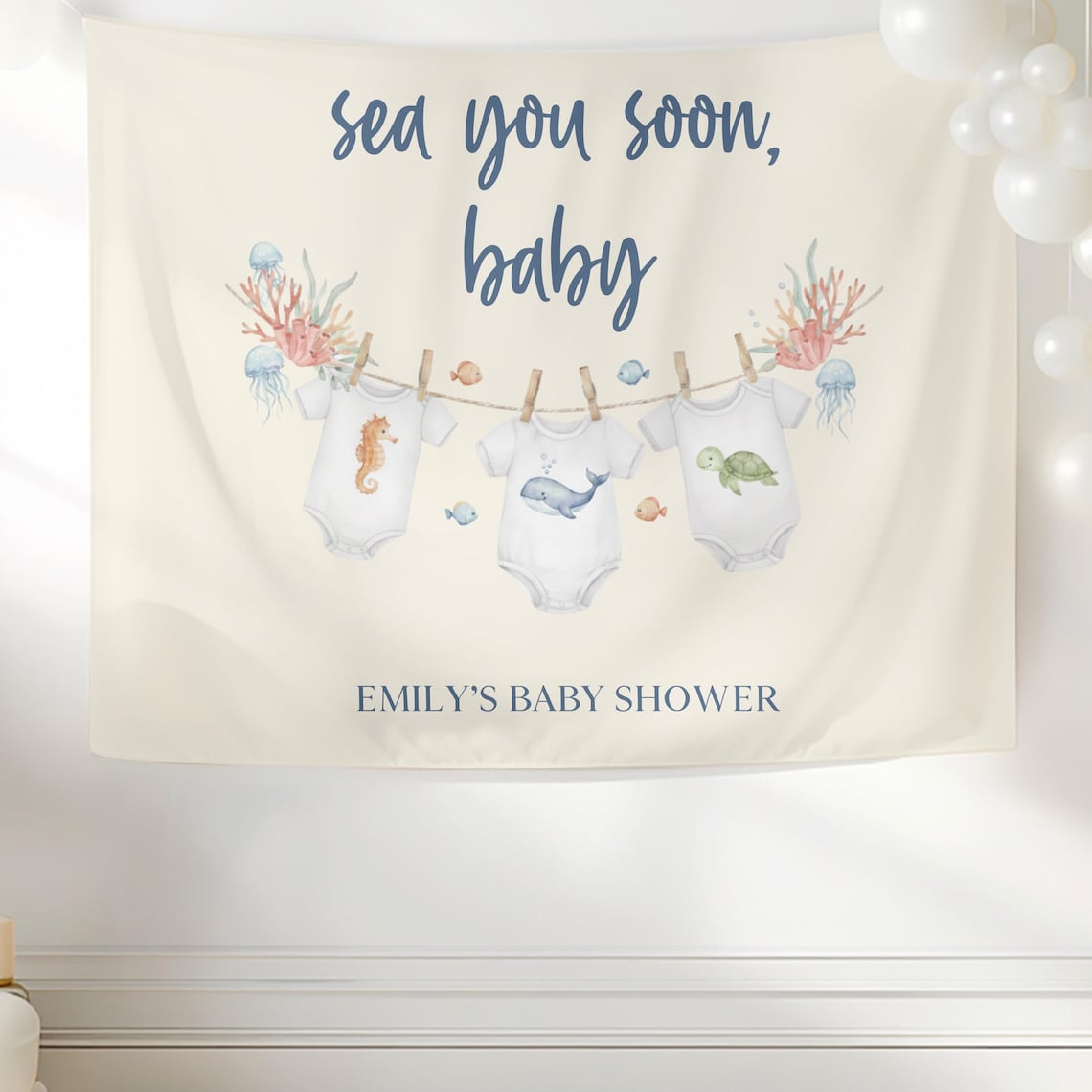 Custom Sea You Soon Ocean Baby Shower Decoration Personalized ...