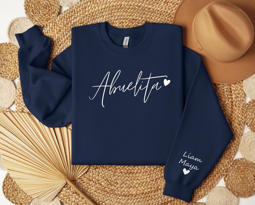 Custom Abuelita Spanish Grandma Sweatshirt Grandkids Names on Sleeve ...
