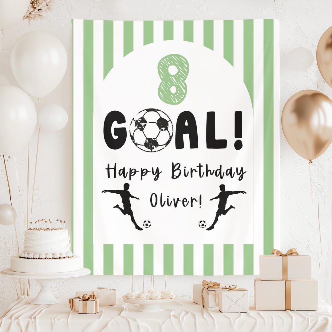 Custom Soccer Theme Birthday Decoration Banner Soccer Party Decor ...
