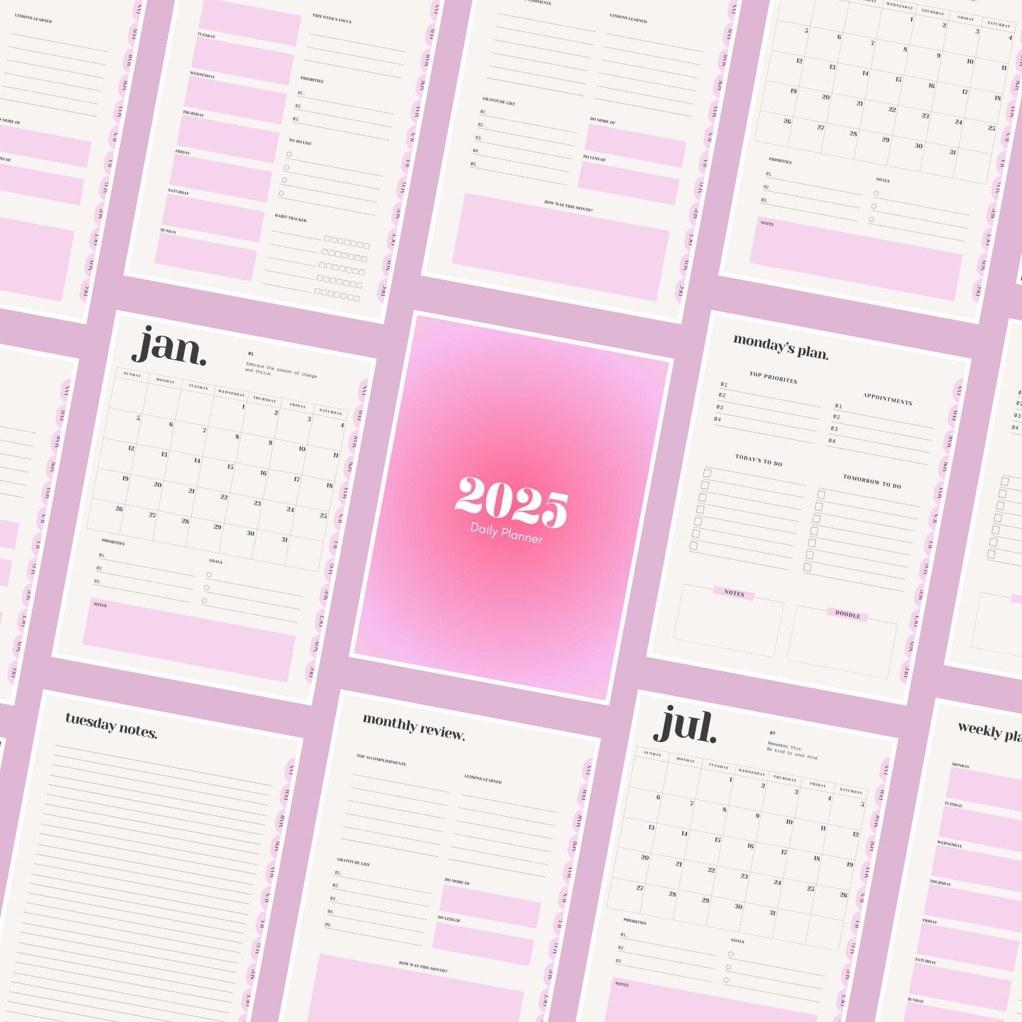 2025 Digital Yearly Planner | Canva Template | New Year Goal Setting ...