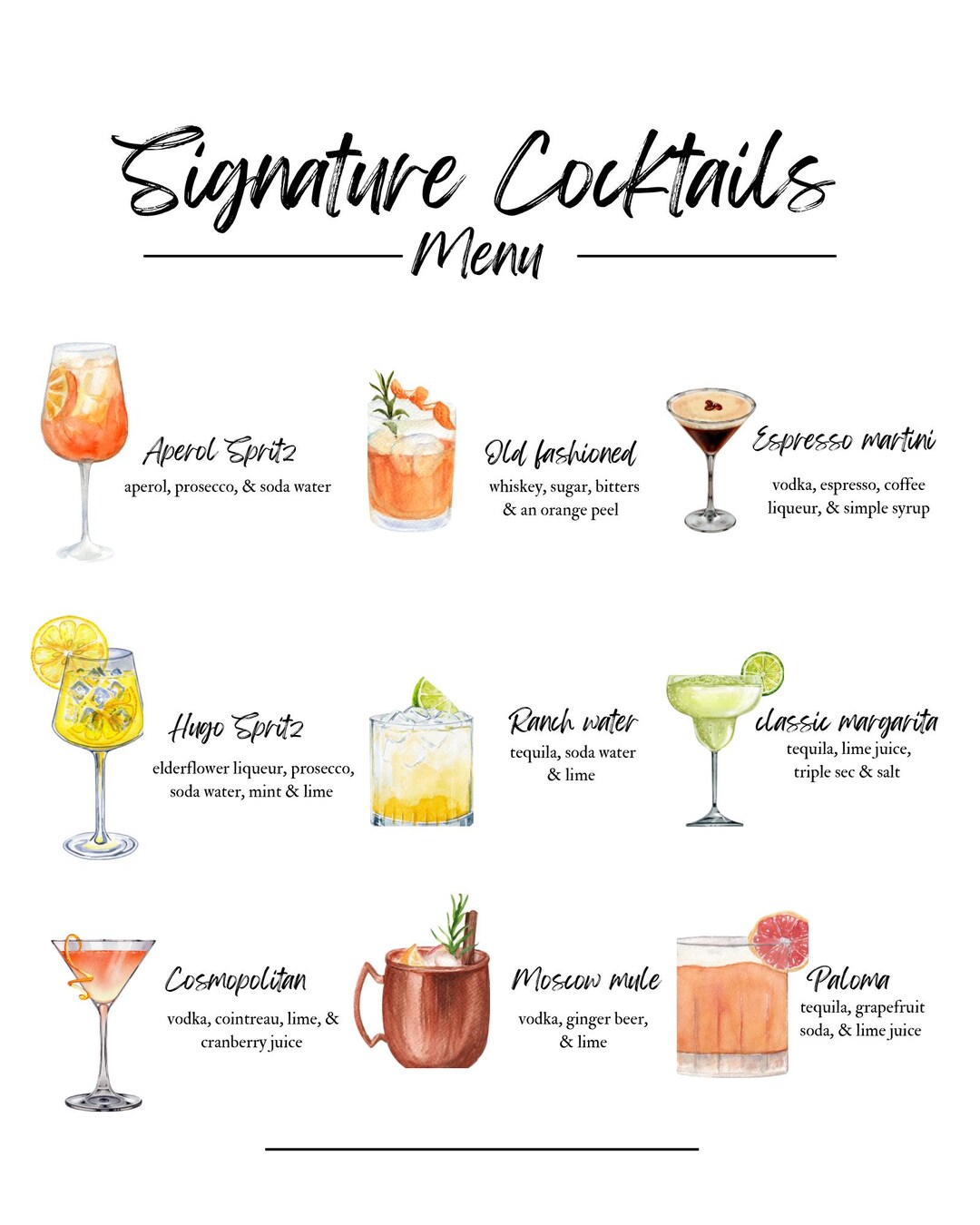 Editable Bar Menu Template - Instant Download Canva Design - Etsy