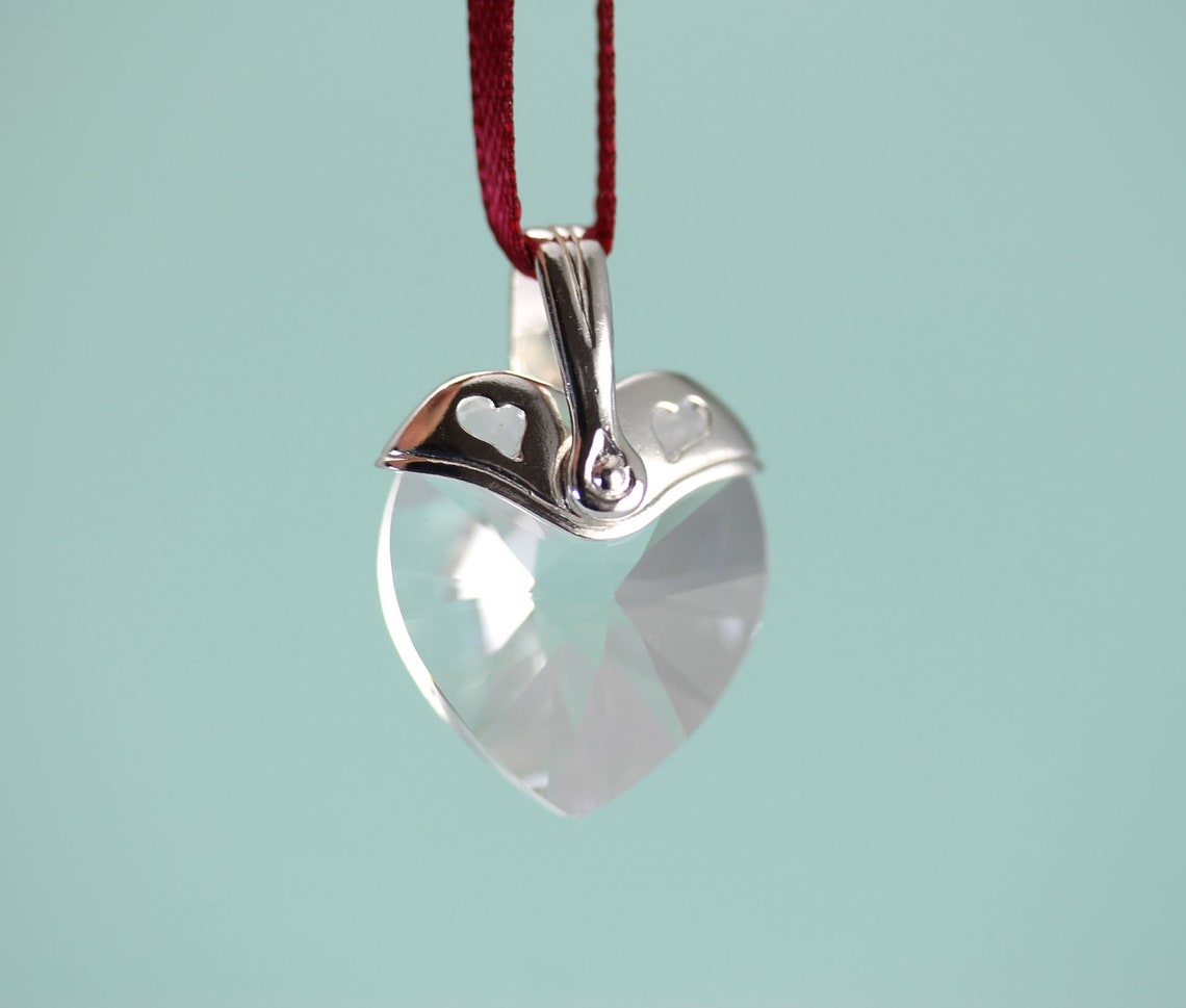 Crystal Heart Pendant Without Chain Sterling Silver Fancy - Etsy