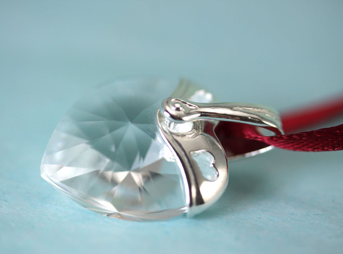 Crystal Heart Pendant Without Chain Sterling Silver Fancy - Etsy