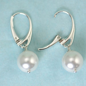 Pearl Lever Back Dangle Earrings 10mm High Quality Crystal Pearl With ...