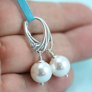 Pearl Lever Back Dangle Earrings 10mm High Quality Crystal Pearl With ...