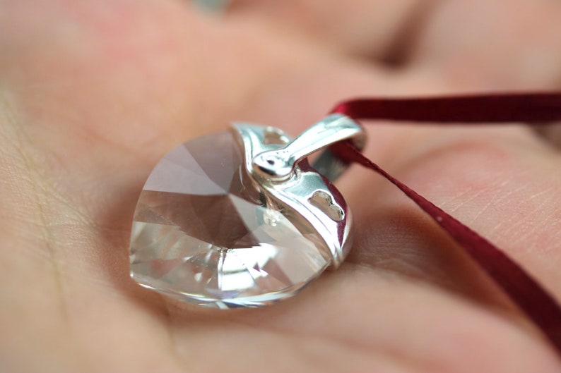Crystal Heart Pendant Without Chain Sterling Silver Fancy - Etsy