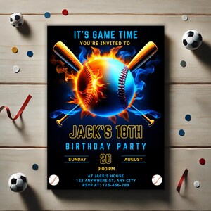 Baseball Birthday Invitation, Sports Party, Slugger Ball Game (instant ...