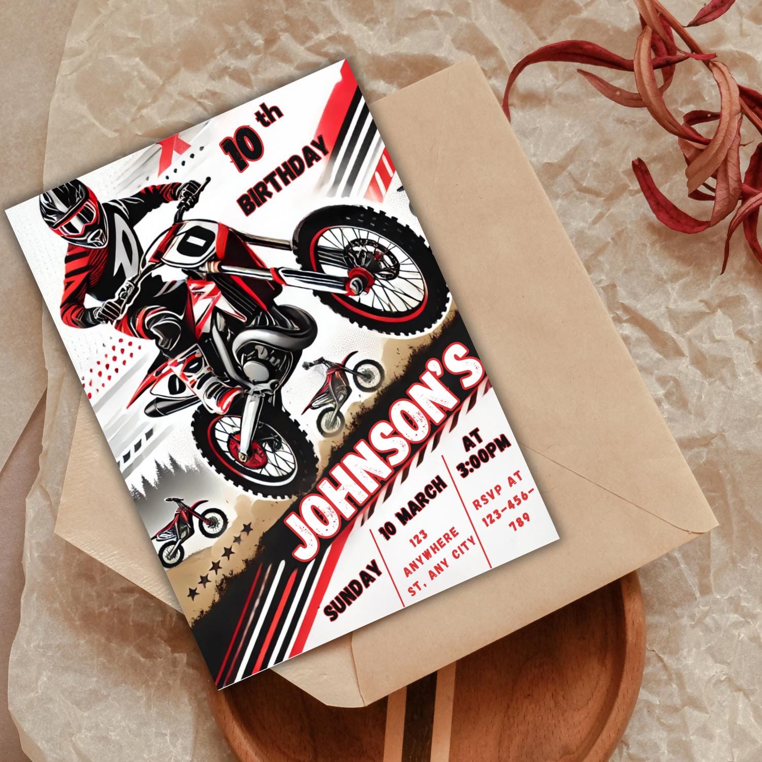 Editable Dirt Bike Birthday Invitation, Motocross Invitation, Dirt Bike ...