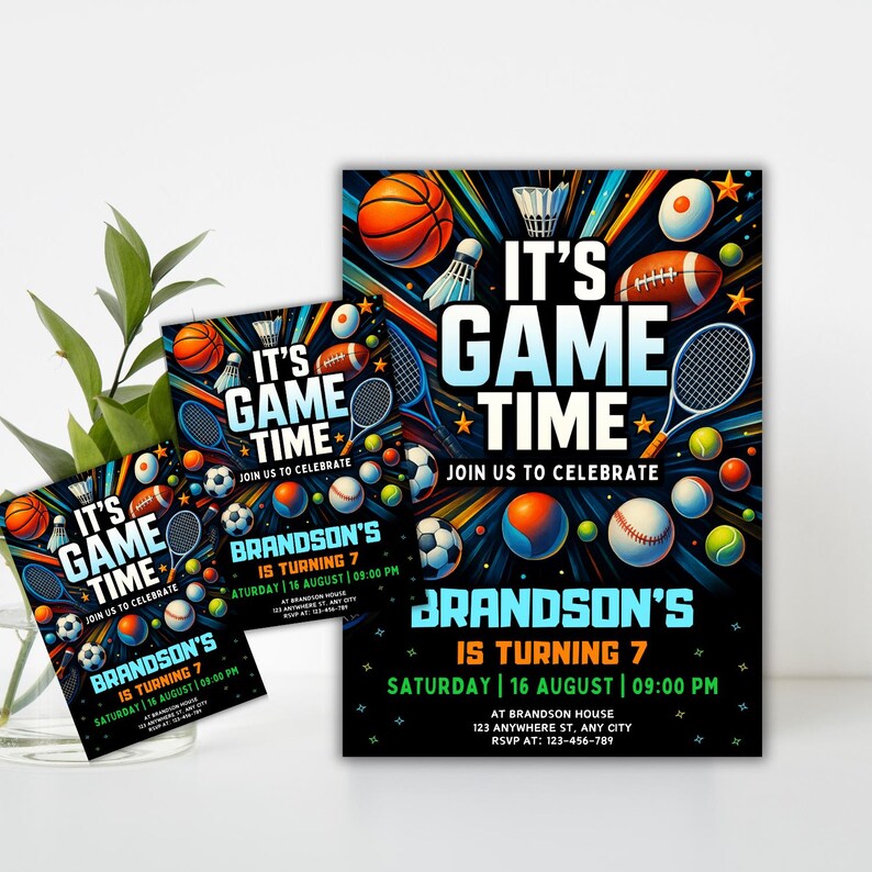 Sports Birthday Invitation, Game Time Theme (editable, Instant Download ...