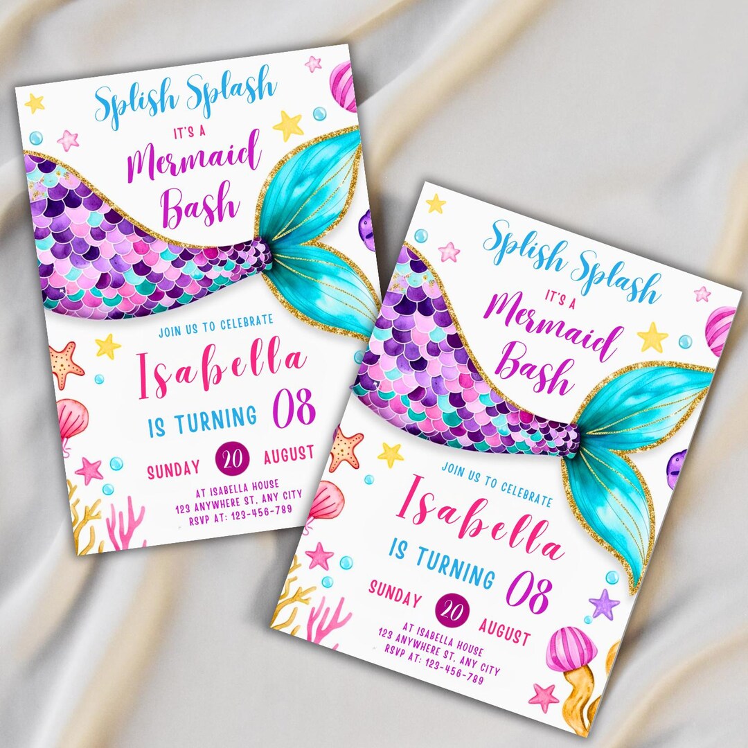 Editable Mermaid Tail Birthday Invitation (digital Download) - Etsy