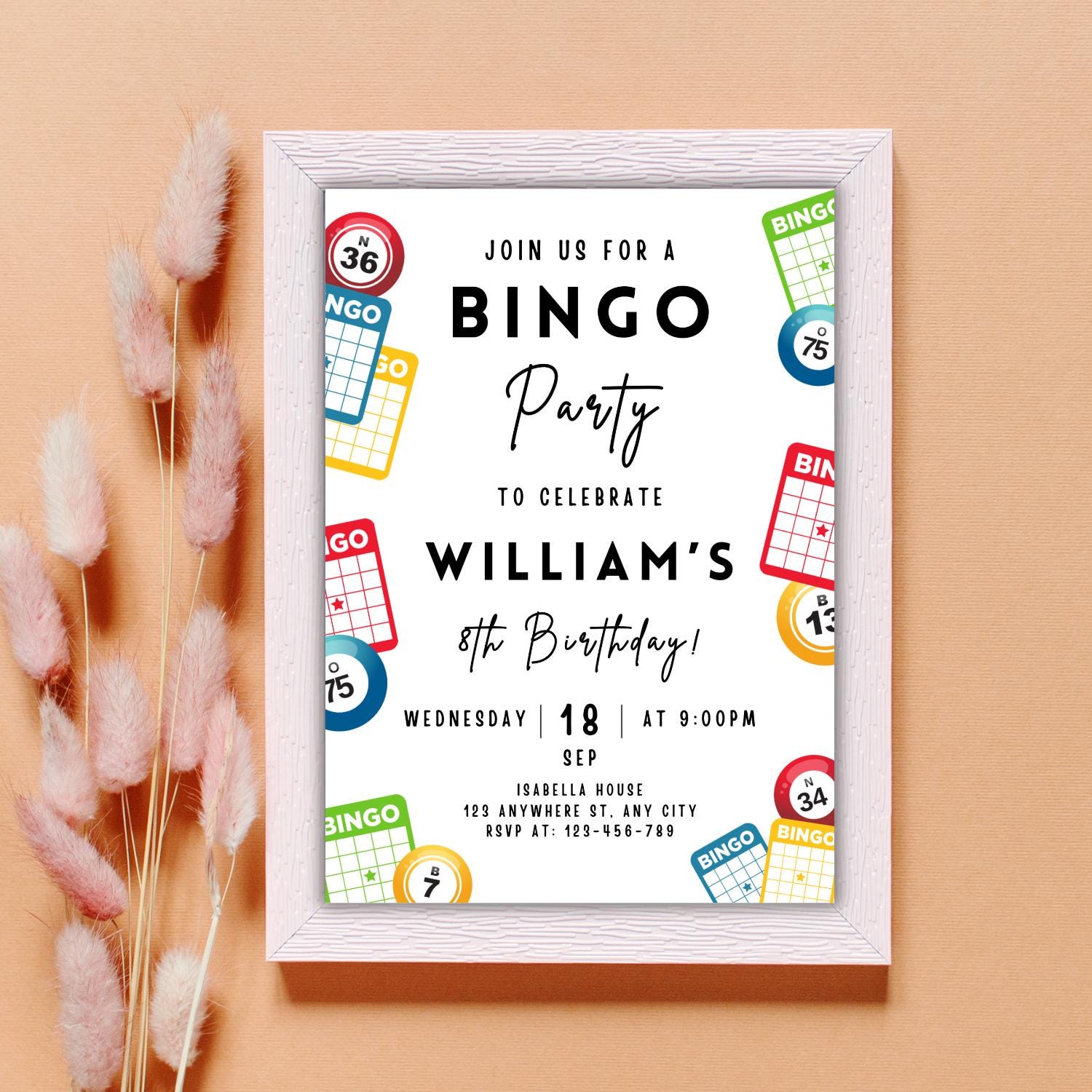 Bingo Birthday Invitation, Family Game Night Invite, Bingo Night ...