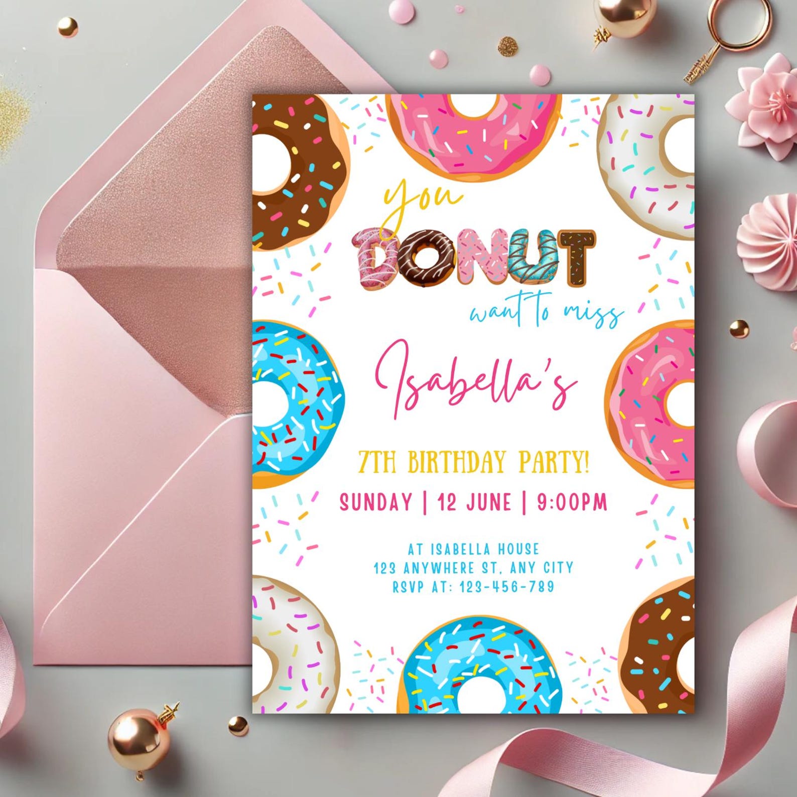 Donut Invitation, Donut Birthday Invite, Donut Sweet Celebration, Donut ...