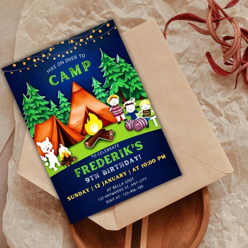Camping Birthday Invitation, Backyard Camping Invite, Campfire Party ...