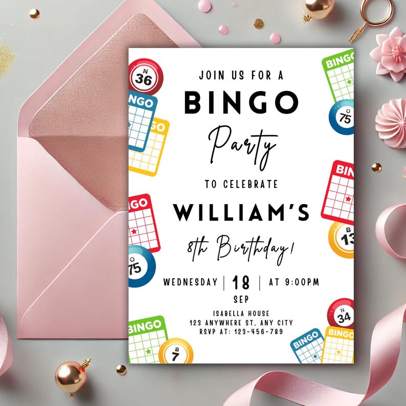 Bingo Birthday Party Invitation, Game Night Invite (digital Download ...